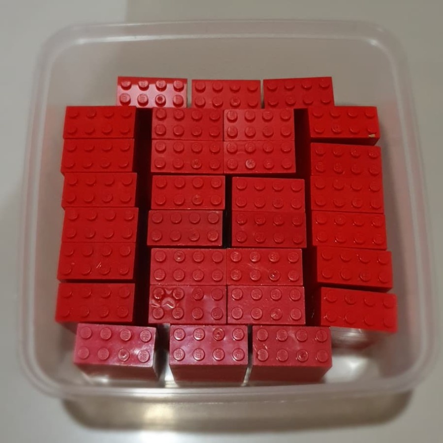 Jual lego 2x4 lego brick 2x4 lego part 3001 red merah per box isi ...
