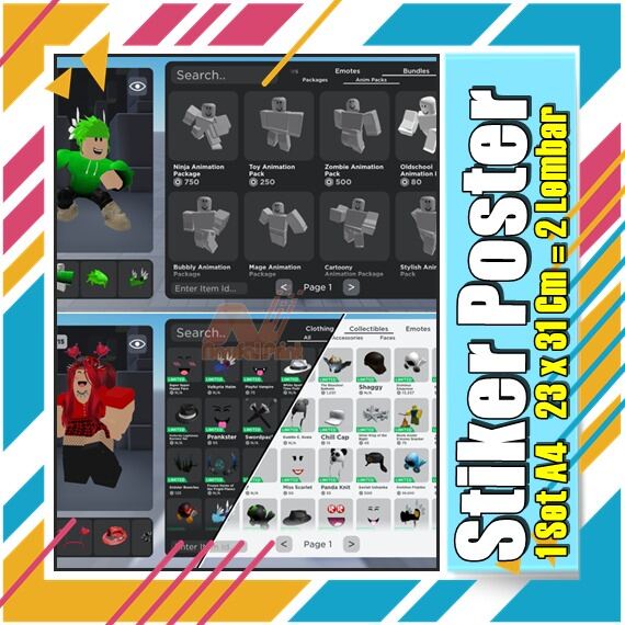 Jual Poster Stiker Label Roblox Game Gamer Android Anak A4Ukuran ...