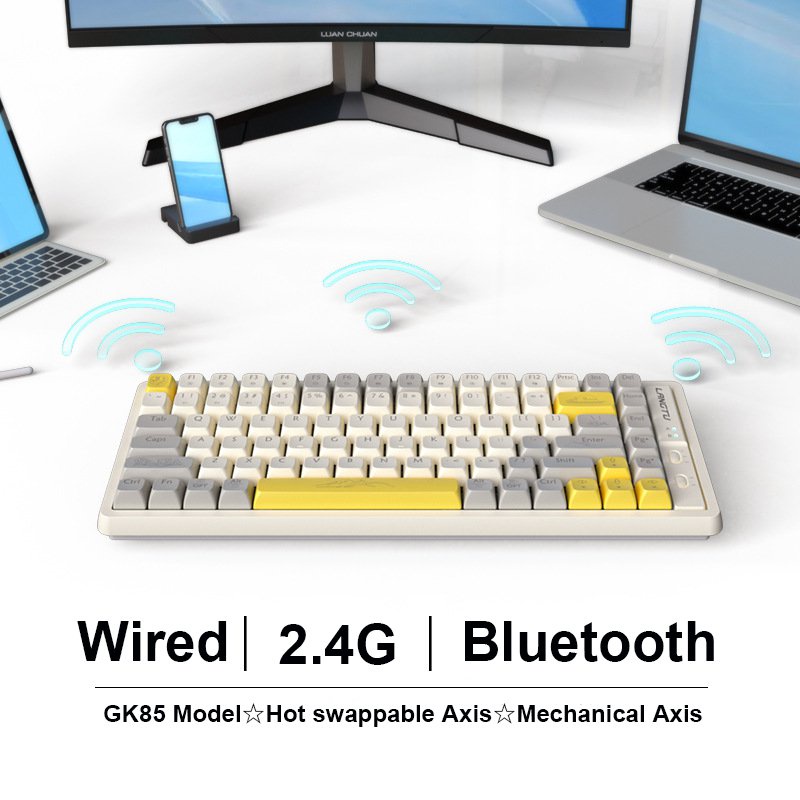 Jual &Langtu GK85 Wireless Keyboard Bluetooth Rechargeable 2.4G USB ...