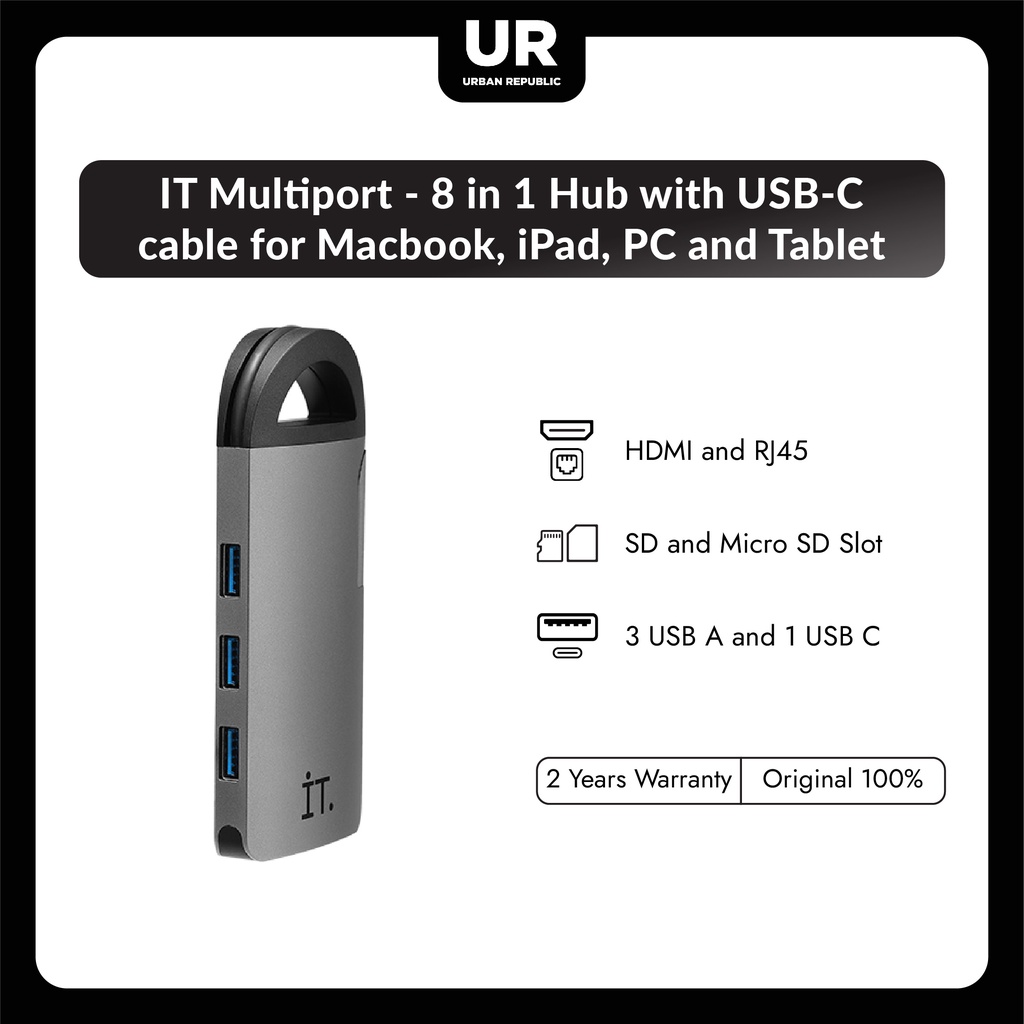 Jual IT Multi Port - 8 in 1 with USB-C Cable for Macbook, iPad, PC &dan ...
