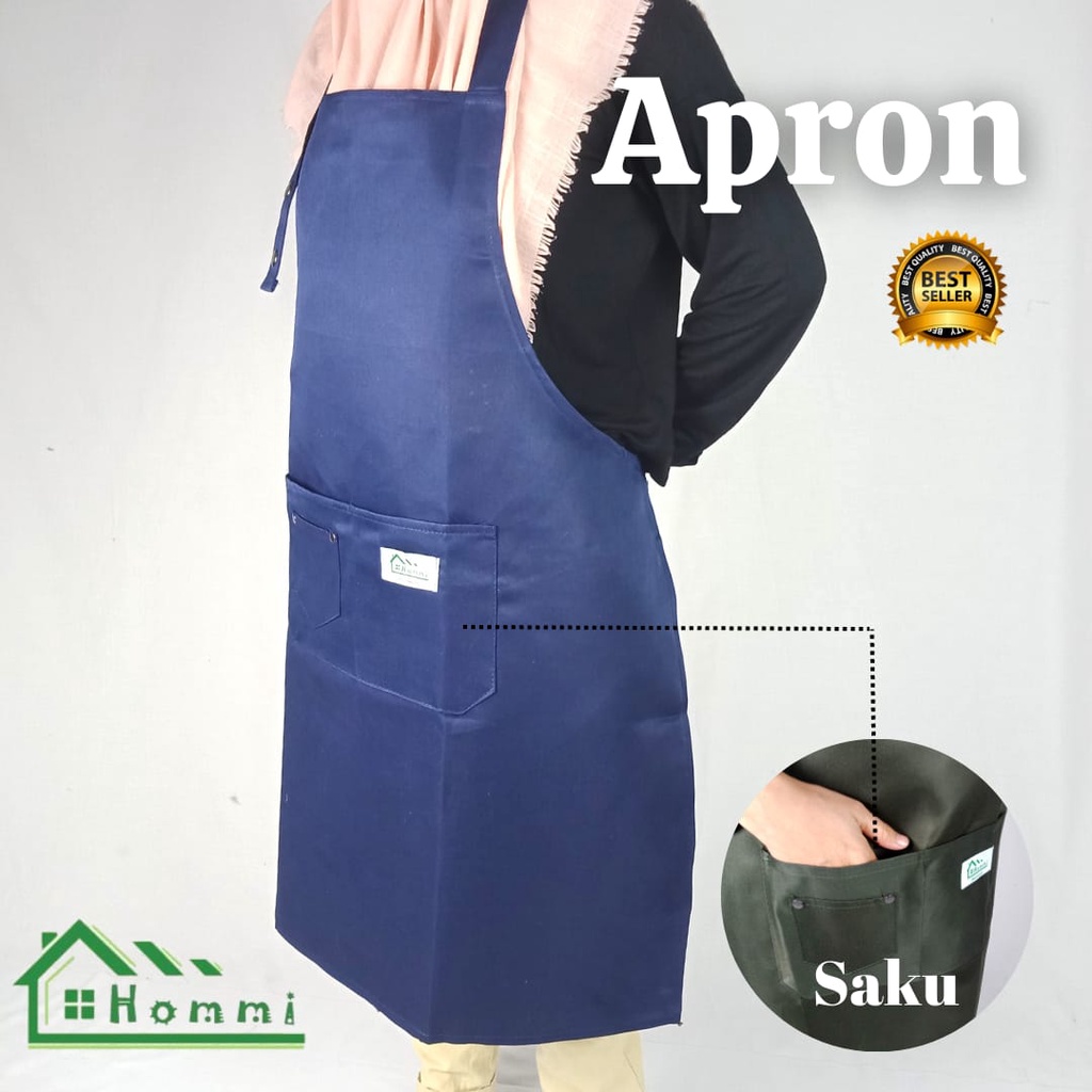 Jual Apron Celemek Masak Cafe Chef Anti Air Dan Minyak Bahan Cotton ...