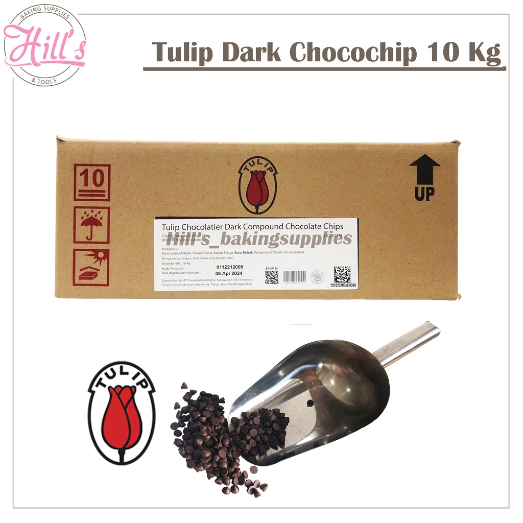 Jual ( KARTON ) TULIP DARK CHOCOLATE CHIPS 10 KG / CHOCOCHIP / CHOCO ...