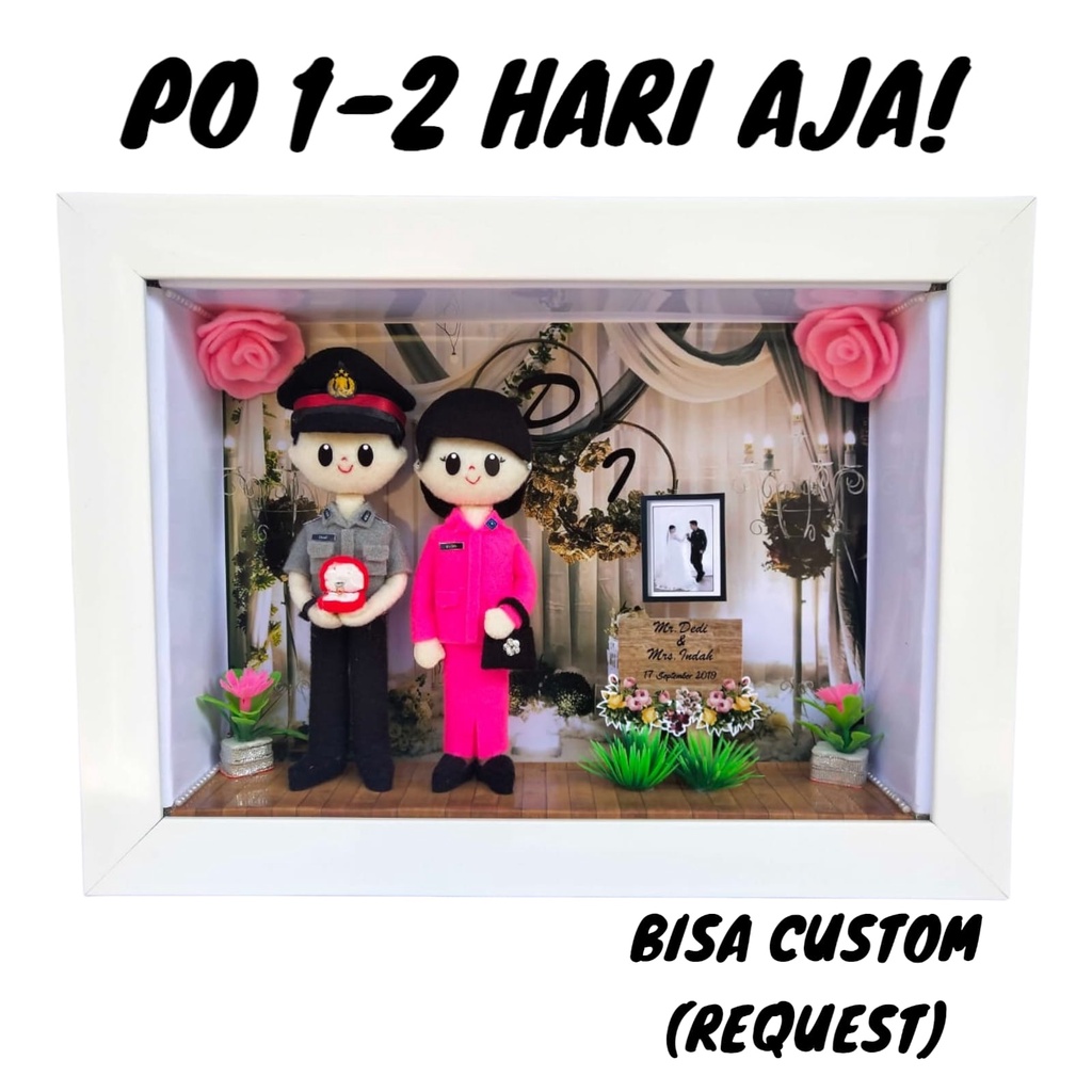 Jual Boneka Flanel Couple Polisi dan Bhayangkari Frame 3D 21x30 Cm ...