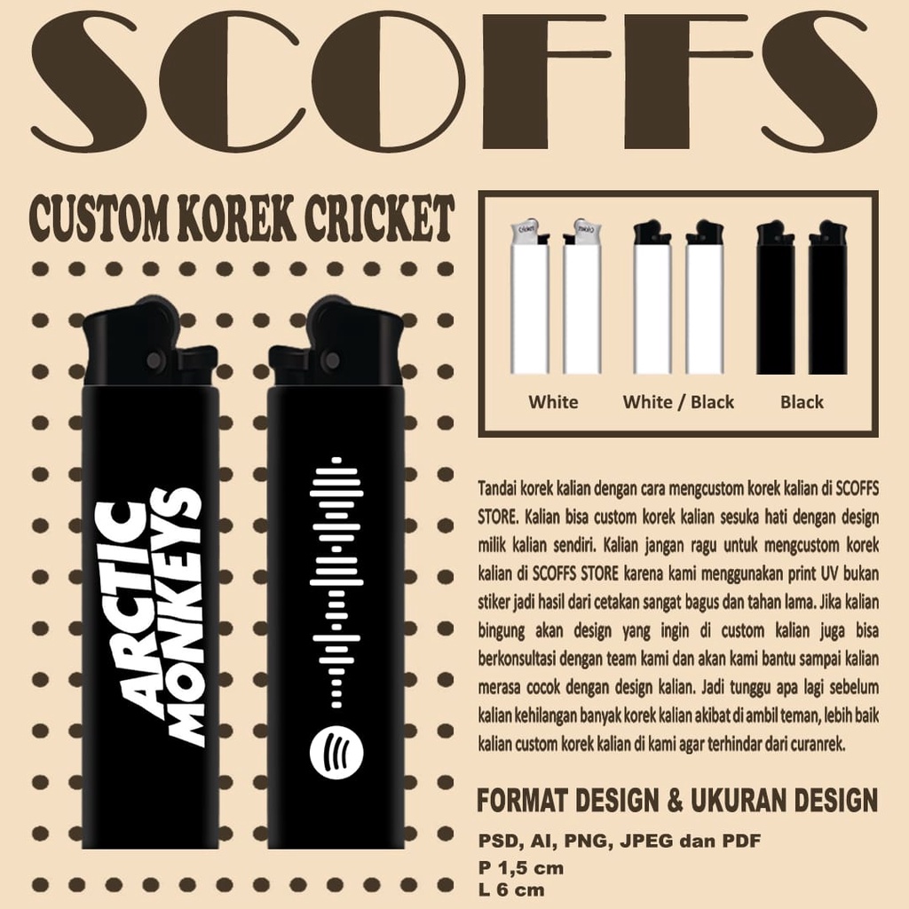Jual Scoffs Korek Api Custom Cricket/Print UV/Souvenir Full Color ...