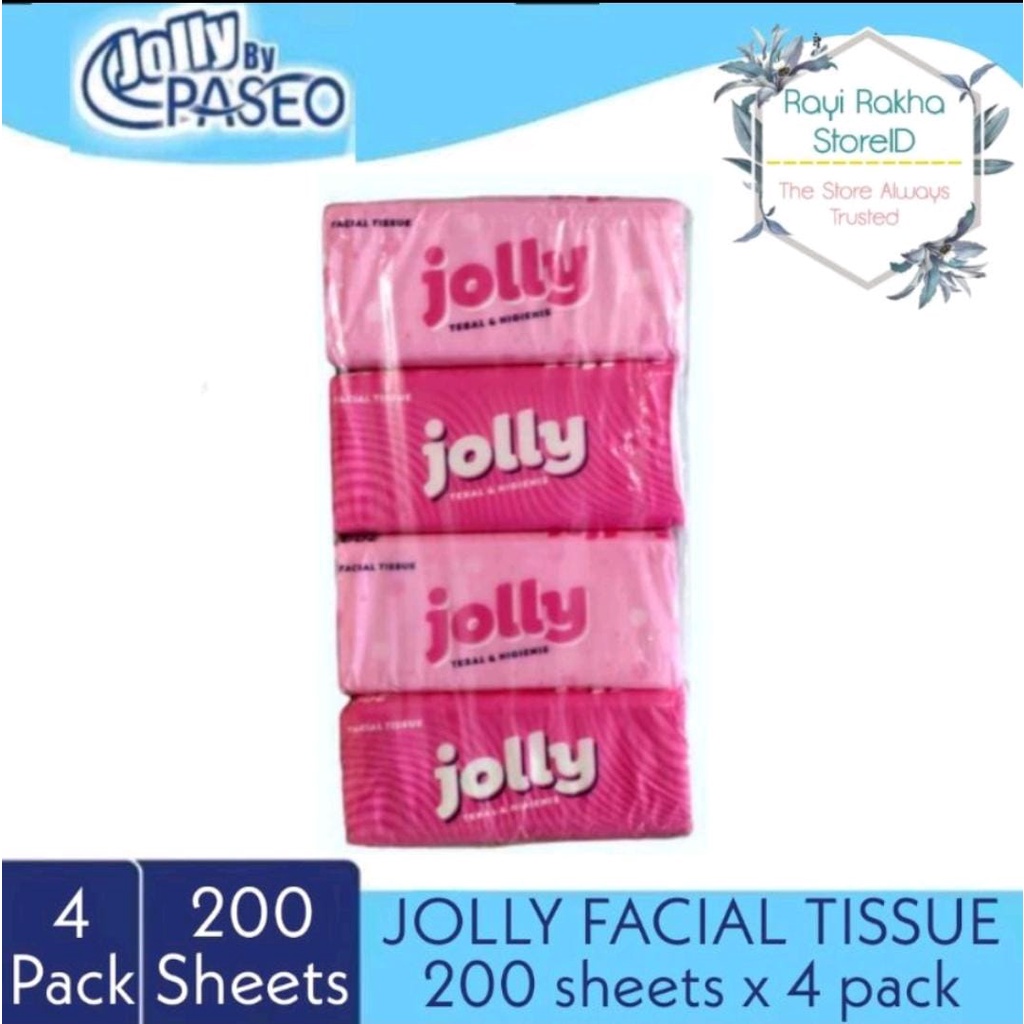 Jual Jolly By PASEO Facial Tissue 200 Sheets Isi 4 Pack 2 Ply | Shopee ...