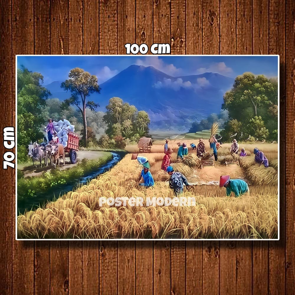 Jual HIASAN DINDING POSTER GAMBAR PANEN PADI #CODE24 UKURAN XTRA JUMBO ...