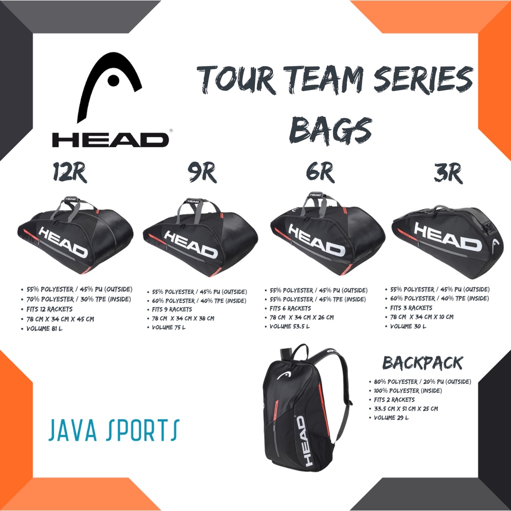 Jual Tas Tenis Head Tour Team Series 12R 9R 6R 3R Backpack Bag | Black Orange | Shopee Indonesia