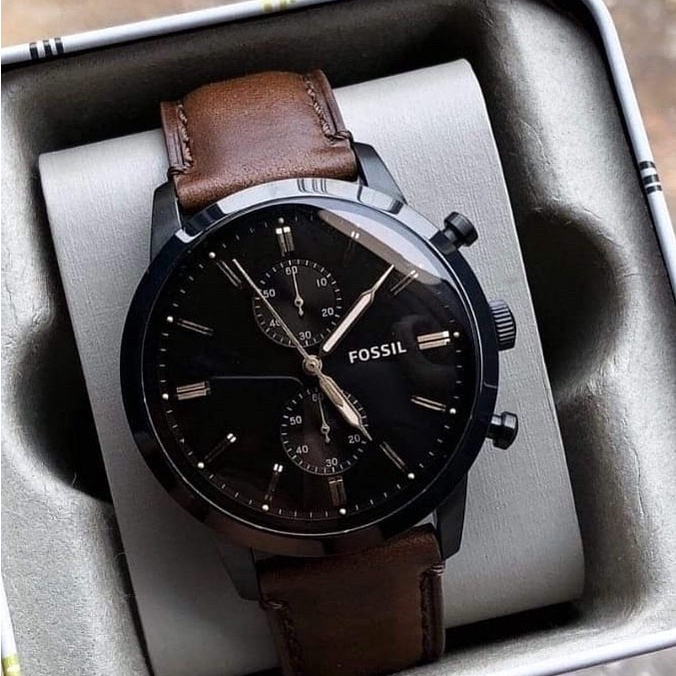 Jual FOSSIL FS5437 LEATHER BROWN 43MM ORIGINAL | Shopee Indonesia
