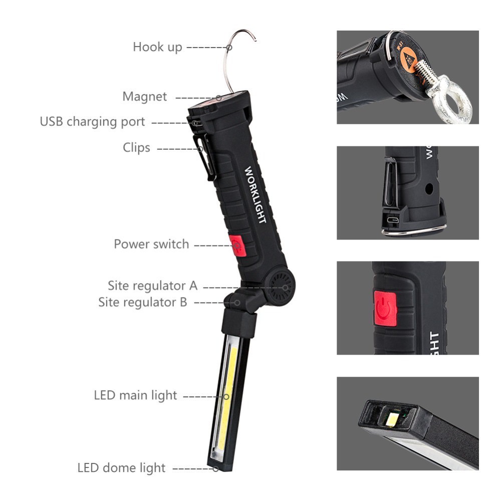 Jual Senter Worklight LED Portable Magnet COB Charger Lampu Lipat ...