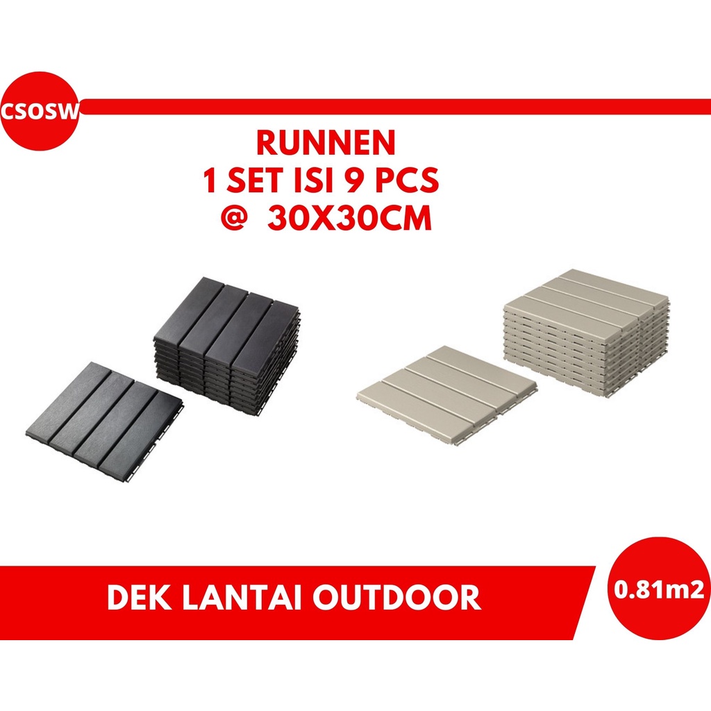 Jual RUNNEN Dek Lantai Outdoor Krem Floor Decking 9Pcs @ 30x30Cm 0.81m2 ...