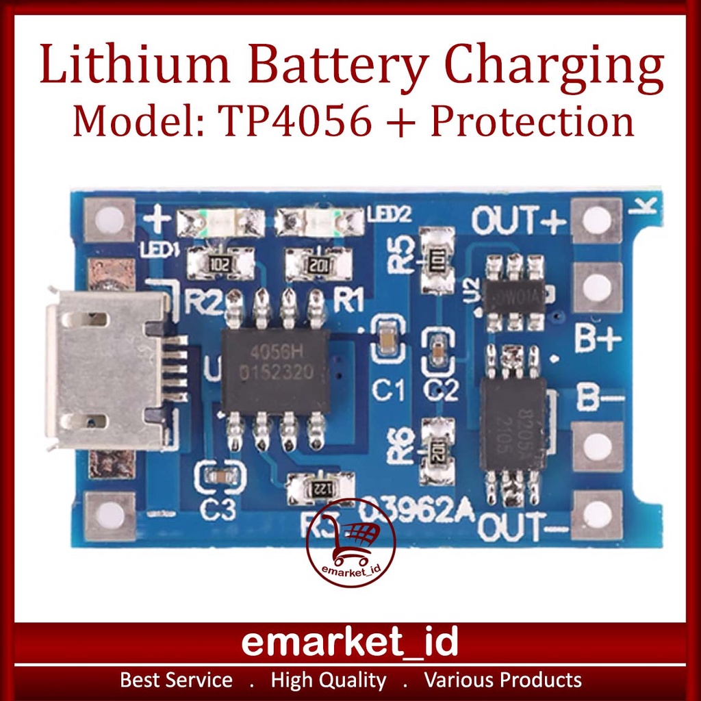 Jual Lithium Battery Charging TP4056 5V 1A Micro USB / Modul With ...