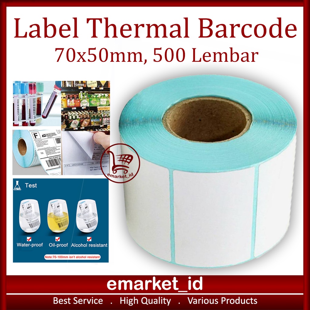 Jual Kertas Thermal Label Barcode 70 x 50 mm 500pcs / Sticker Termal ...
