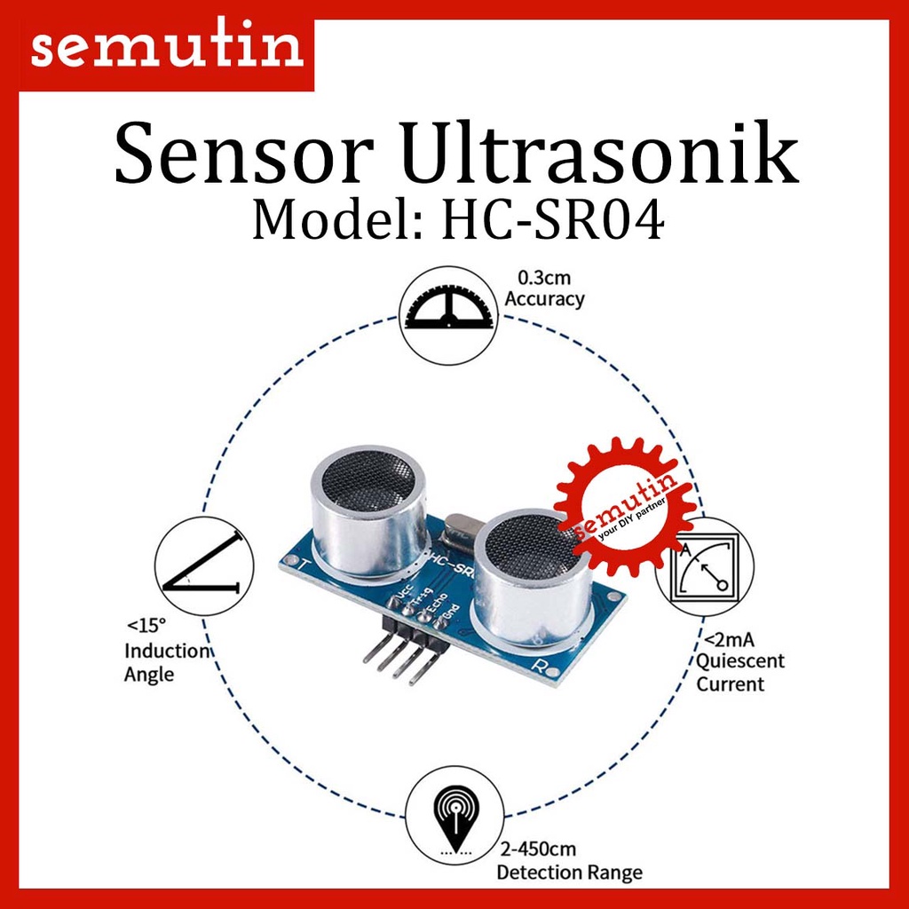 Jual Sensor Ultrasonik / HC-SR04 Mengukur Jarak Range Finder | Shopee ...