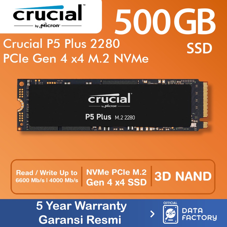 Jual SSD M.2 NVME Crucial P5 Plus 500GB 2280 3D NAND NVMe PCIe Gen 4 x4 ...