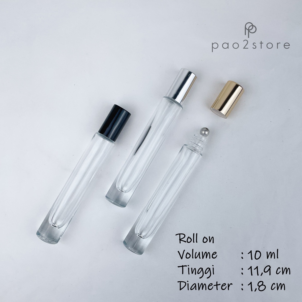 Jual Botol Roll on 10ml - Kaca Bening Bulat Tebal Tinggi - Bola Roller ...