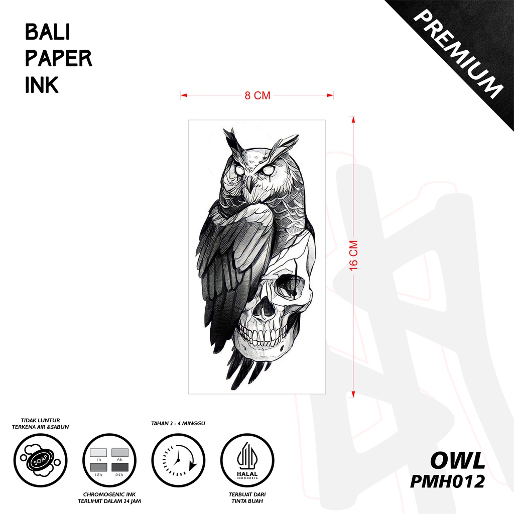 Jual PMH012 Owl Tato Temporer Premium Bali Paper Ink | Shopee Indonesia