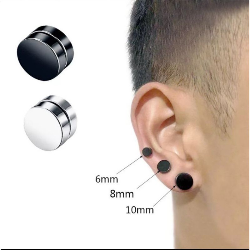 Jual Anting Magnet Bulat Hitam Polos Murah Termurah Pria Wanita Tanpa ...