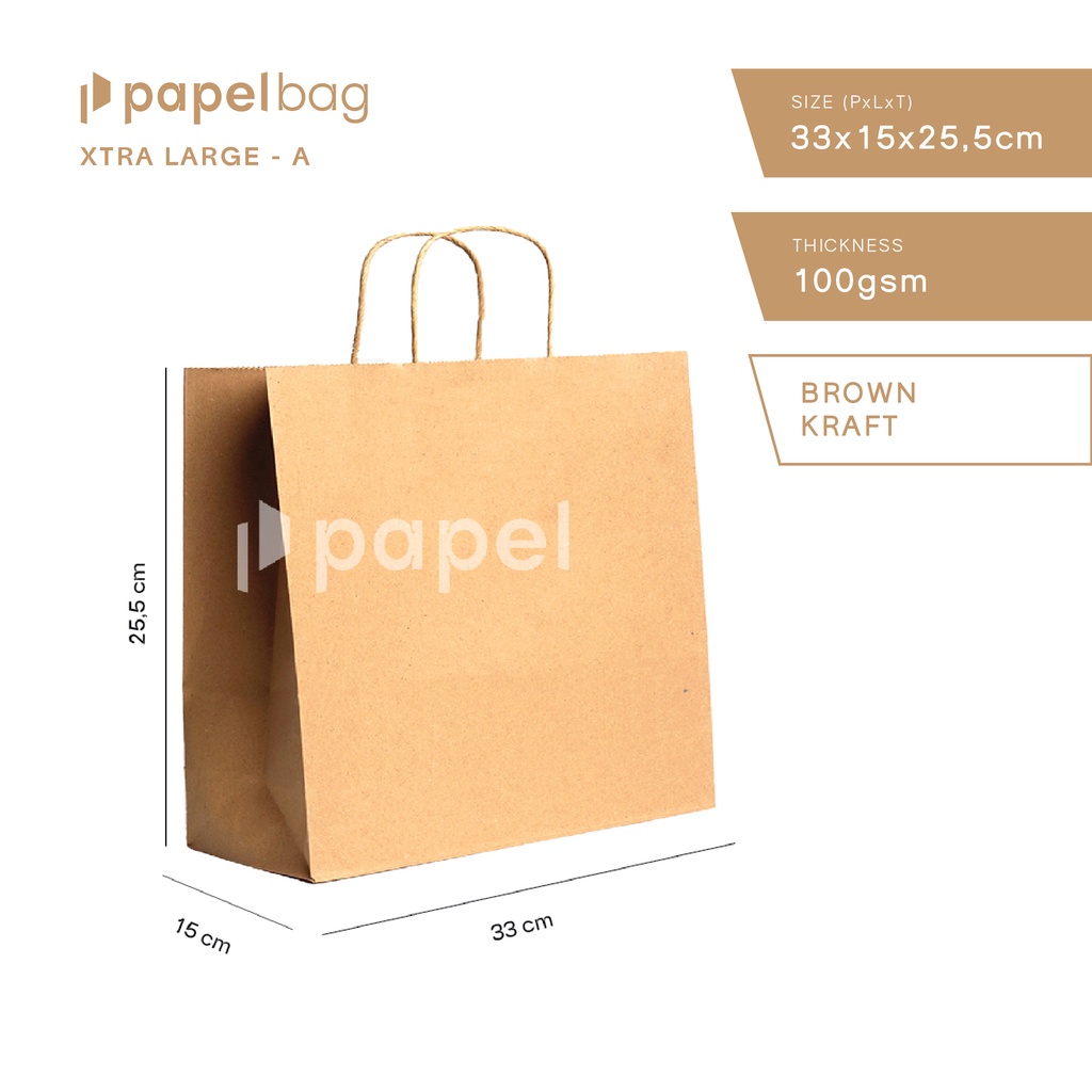 Jual Papelbag XL-A 33x15x25,5cm Tas Paper Bag Kecil | Paperbag Kertas ...