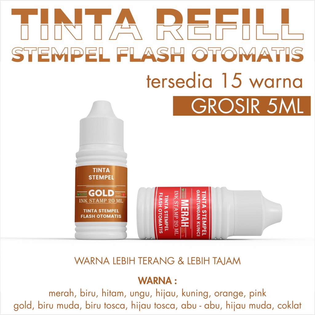 Jual [GROSIR 5ML] TINTA STEMPEL FLASH | OTOMATIS | STEMPEL KILAT | 15 WARNA | Shopee Indonesia