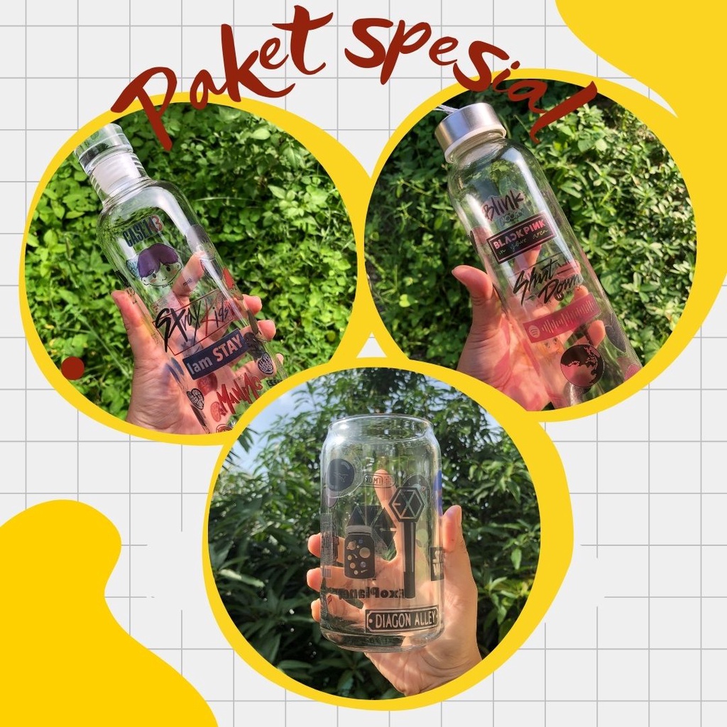 Jual Paket HAMPERS BOTOL dan GELAS KACA isi 5 pcs | Shopee Indonesia