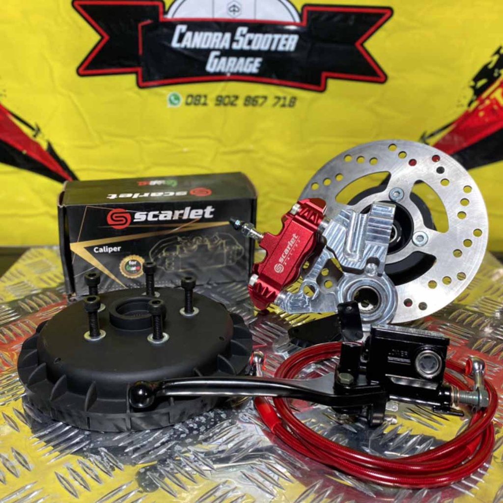 Jual Cakram Vespa set Ring 12 Kaliper Scarlet dan Bracket Kaliper Dural ...