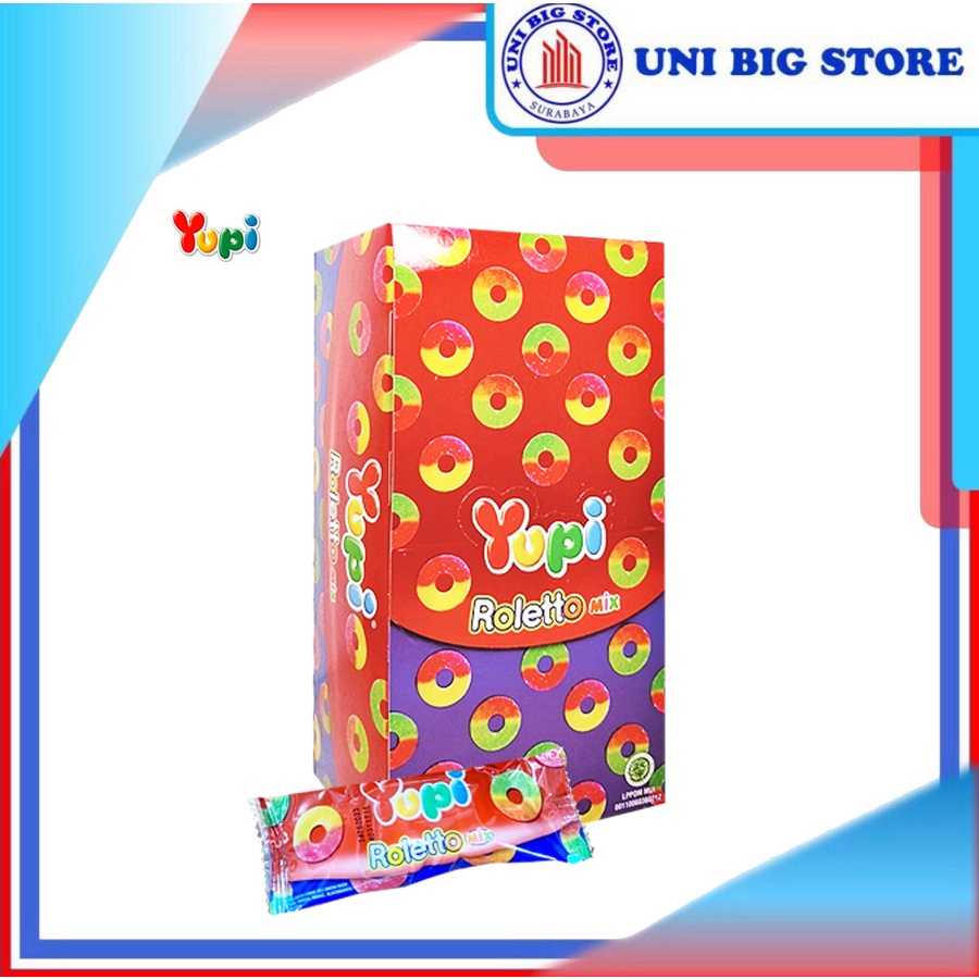 Jual Yupi Permen Jelly Candy Gummy ROLETTO 12 pcs BOX 158 gr | Shopee ...