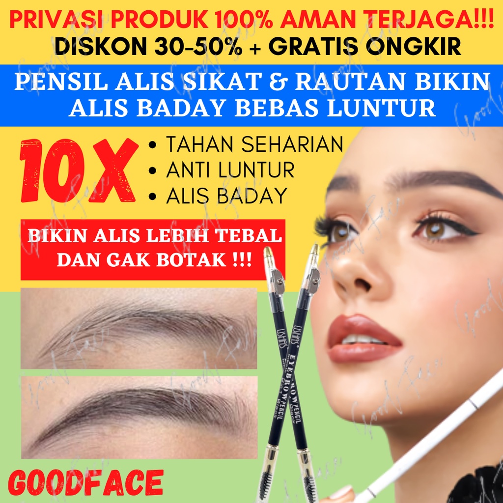 Jual PENSIL ALIS USHAS PENSIL ALIS 2IN1 SERUTAN+SIKAT ALIS brown | Shopee Indonesia