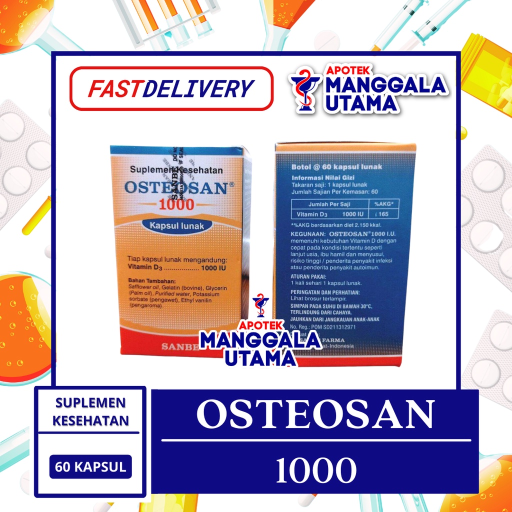 Jual OSTEOSAN 1000 PER BOTOL ISI 60 KAPSUL LUNAK | Shopee Indonesia