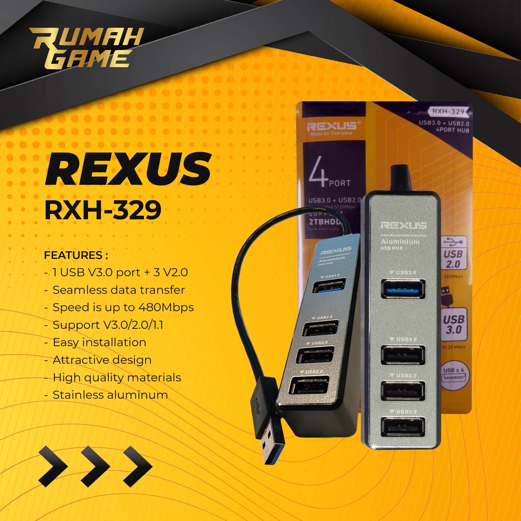 Jual Rexus USB Hub 329 - Usb hub Usb 3.0 + Usb 2.0 | Shopee Indonesia