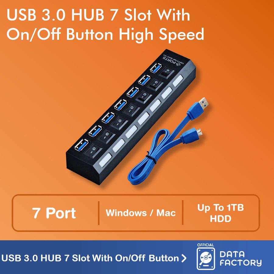 Jual USB 3.0 Hub 7 Port With On Off High Speed / USB Hub 7 Slot ...