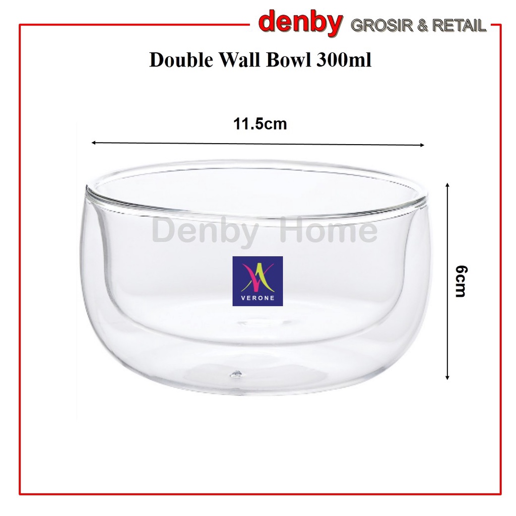 Jual Mangkok Double Wall Kaca Glass Salad Bowl 300ml | Shopee Indonesia