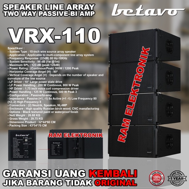 Jual Speaker Pasif Line Array 10 Inch BETAVO VRX-110 / VRX110 Bi-Amp ...