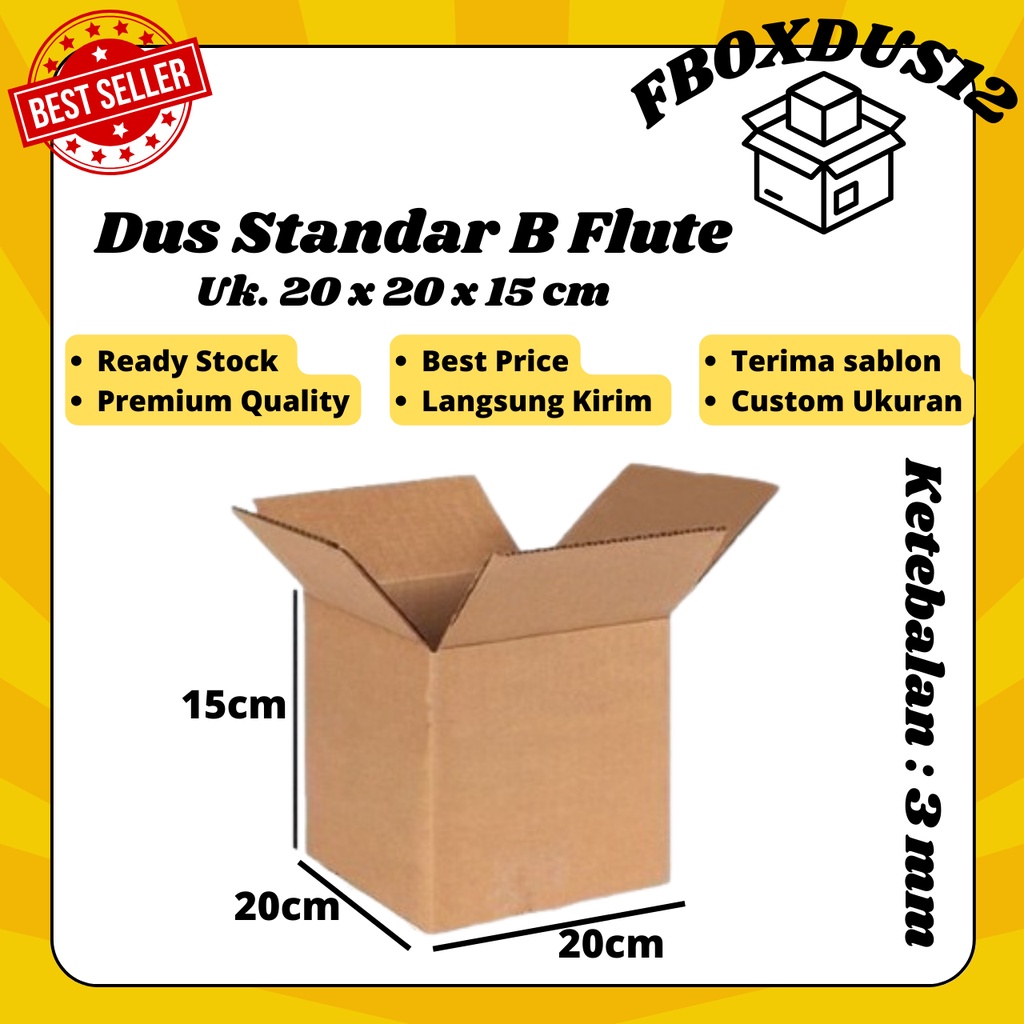 Jual Kardus/Dus/Box 20x20x15cm Baru Polos Tebal Kuat KMK/125 BFlute ...