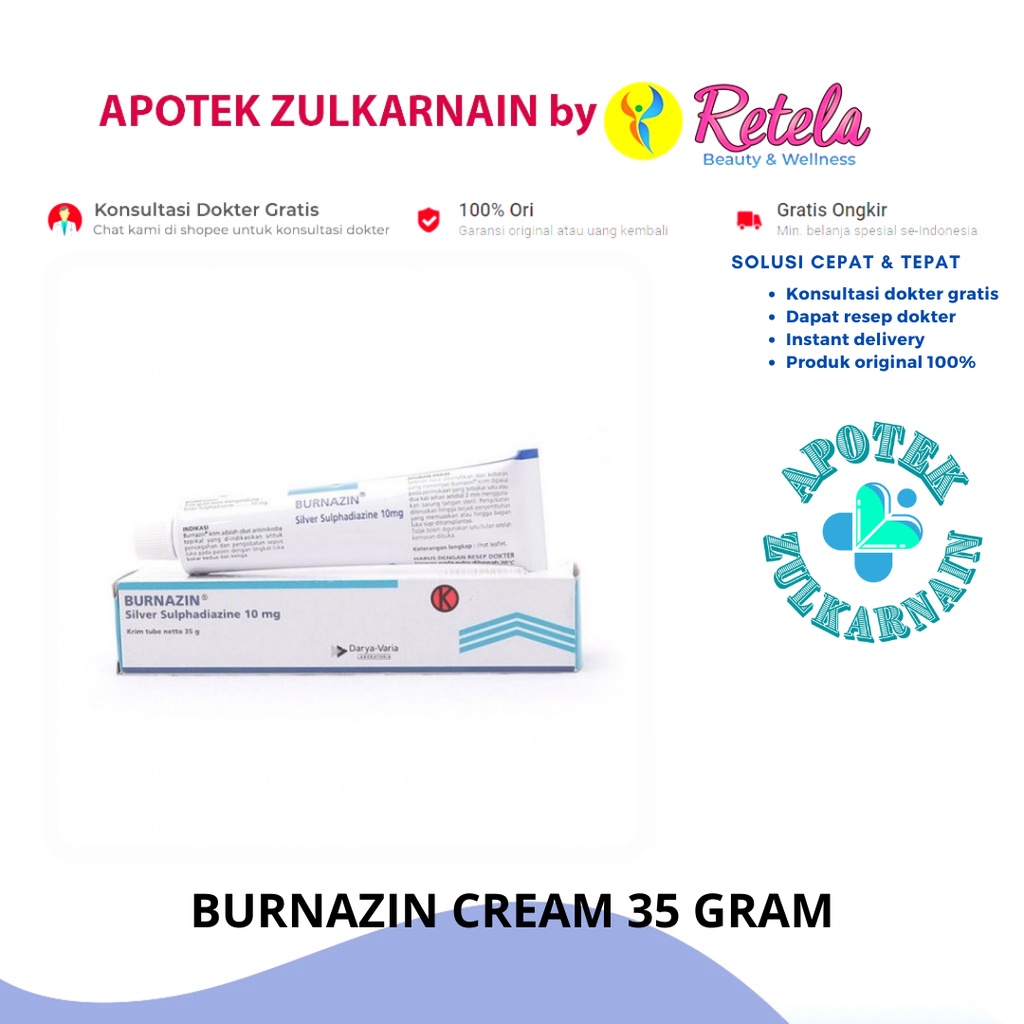 Jual BURNAZIN CREAM 35 GRAM KRIM Silver Sulfadiazine mengobati atau ...
