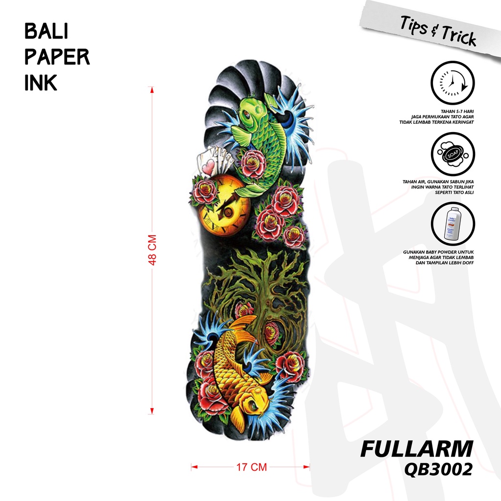 Jual Tato Koi QB3002 - Basic Temporary Tattoo - By Bali Paper Ink ...