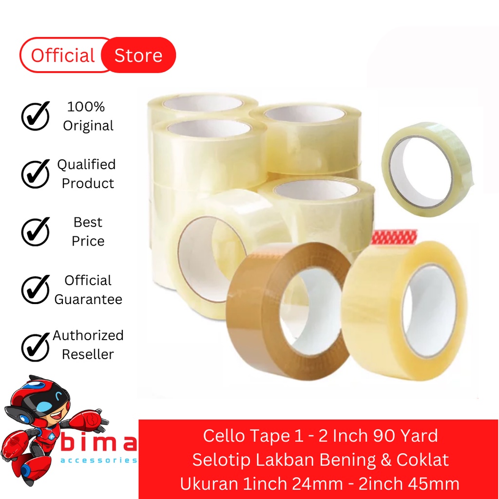 Jual Selotip Bening Lakban Bening Lakban Coklat Solatip 1 - 2 inch 90 ...