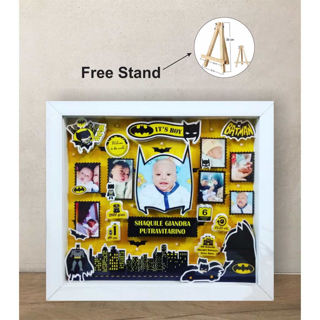 Jual Kado Unik Pigura Biodata Bayi 3D Frame Pop Up ( YELLOW BATMAN ...