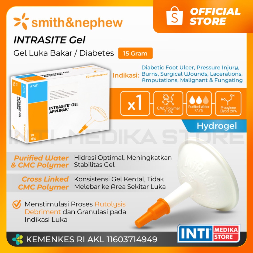 Jual SMITH & NEPHEW - Intrasite Gel 15gr | Gel Luka Bakar Luka Diabetes ...