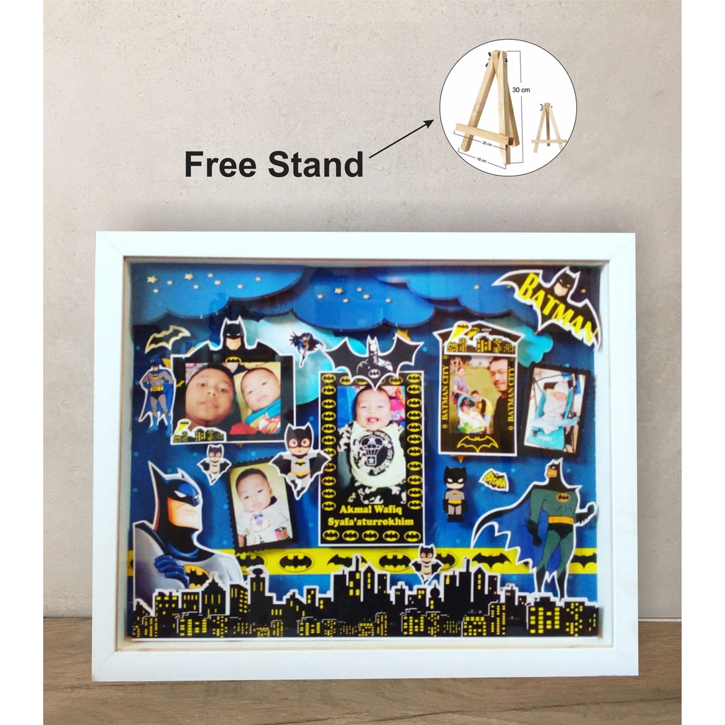 Jual Kado Unik Pigura Biodata Bayi 3D Frame Pop Up ( BLUE BATMAN Theme ...