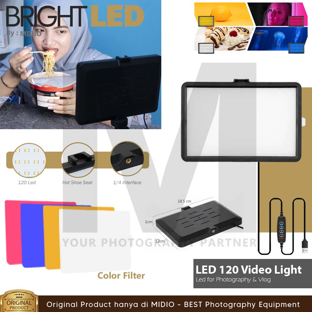 Jual Bright LED PTL Lampu LED 5600K Dimmable 5600K USB lighting Video ...