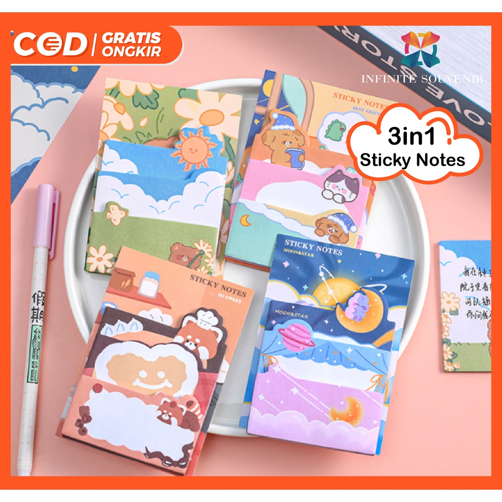 Jual Sticky Notes 3in1 / Stick Note / Stick Maker / Kertas Memo Gambar ...
