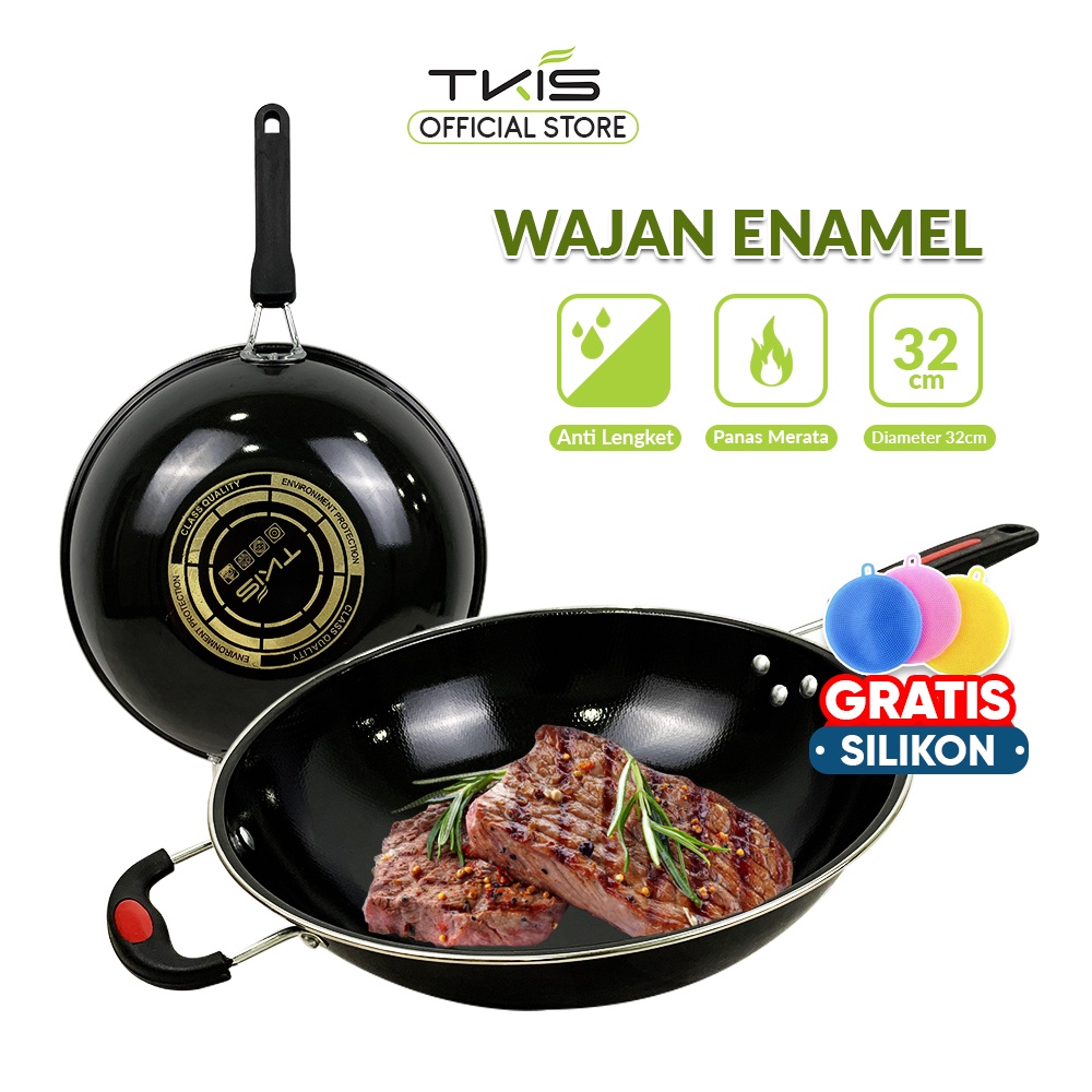 Jual TKIS Wajan Penggorengan Wajan Enamel 32 Cm Panci Enamel TK-823 ...