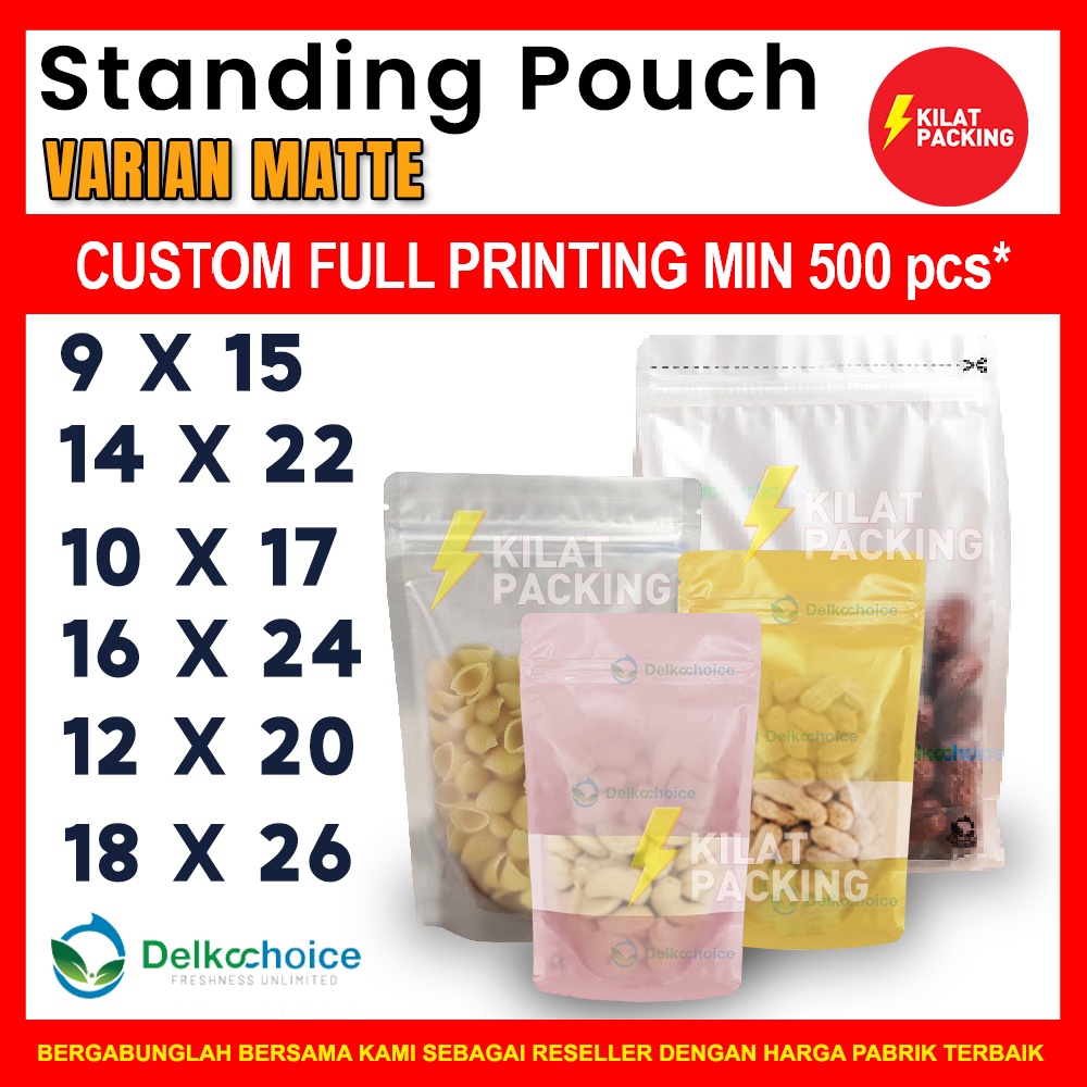 Jual Plastik Klip Kemasan Makanan Standing Pouch Ziplock VARIAN MATTE ...