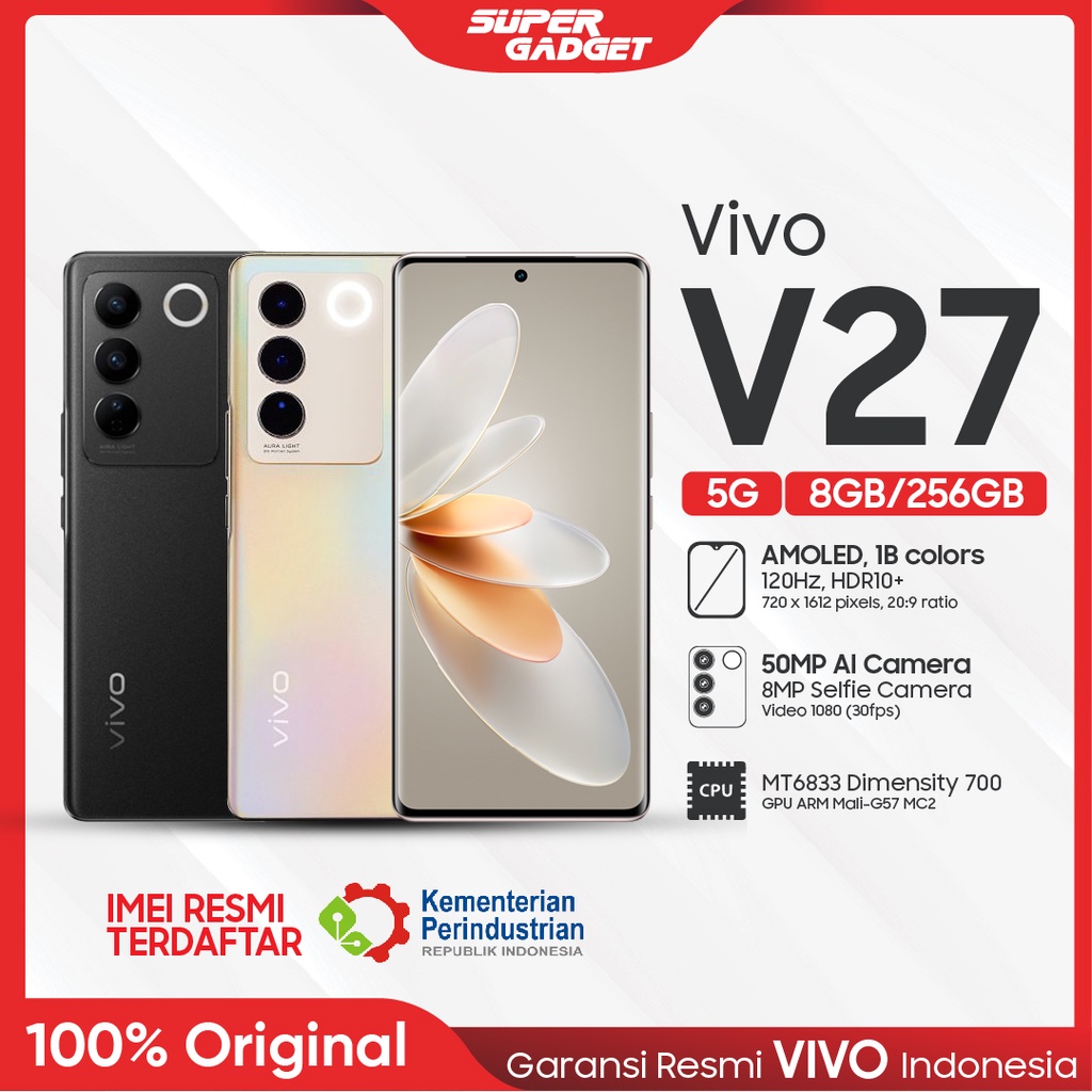 Jual VIVO V27 5G 8/256 GB RAM 8 ROM 256 8GB 256GB HP Smartphone Android | Shopee Indonesia