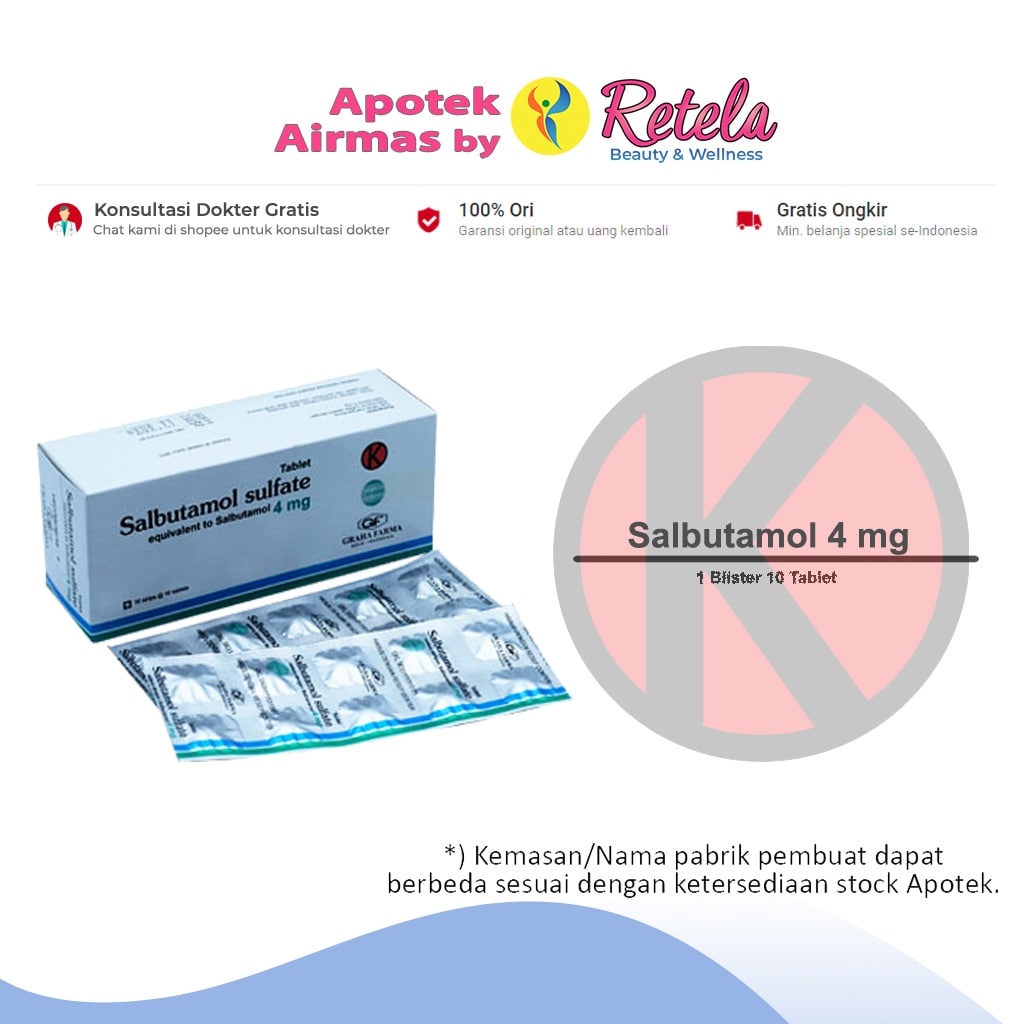 Jual SALBUTAMOL 4MG 1 STRIP 10 TABLET | Shopee Indonesia
