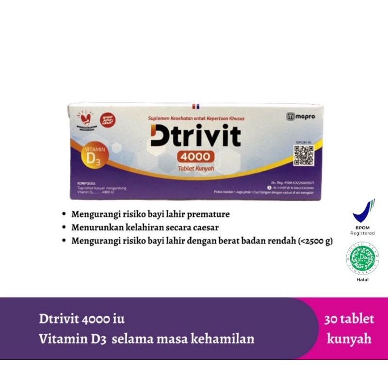 Jual Dtrivit 4000 iu Tablet / Vitamin D 4000IU / Suplemen Kesehatan ...