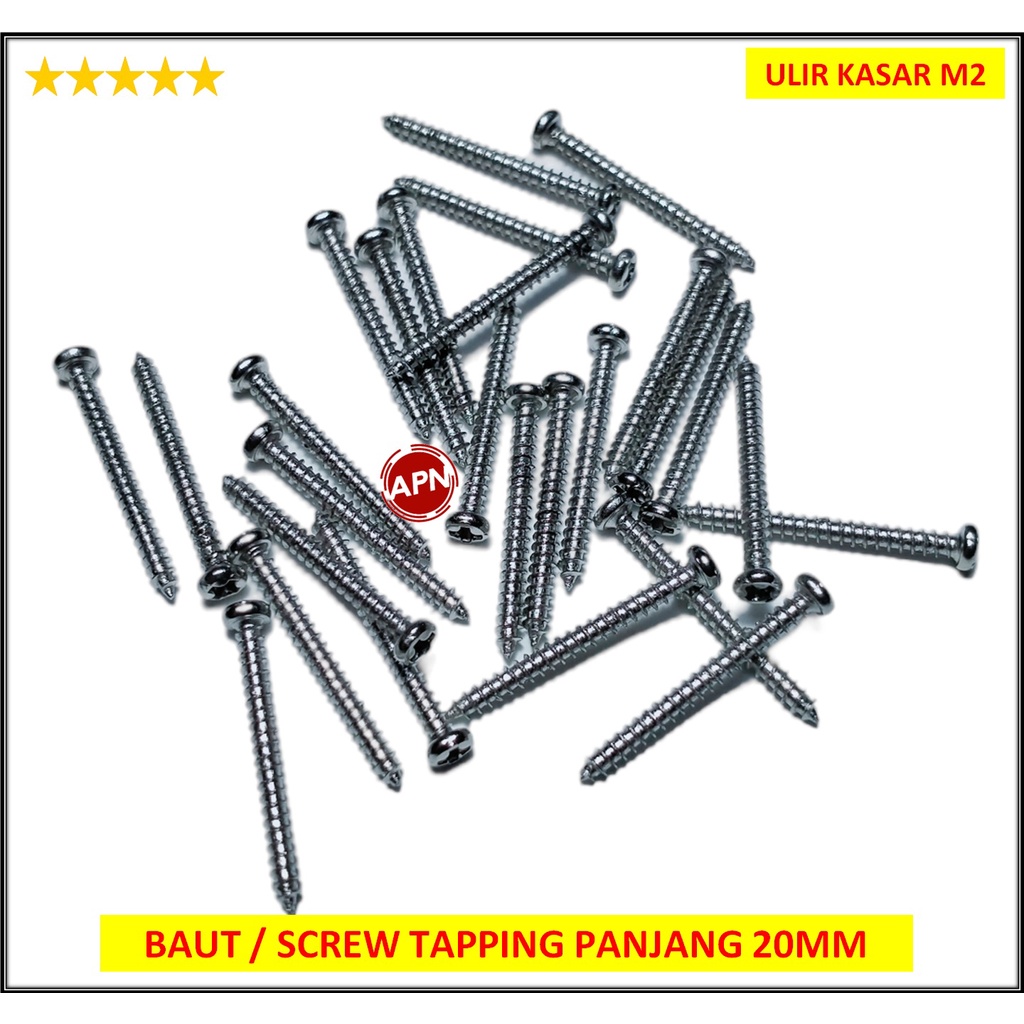 Jual BAUT / SCREW TAPPING M2 20MM KEPALA BULAT / UJUNG RUNCING / ULIR ...