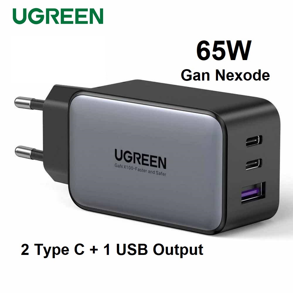 Jual UGREEN ORIGINAL Adaptor Charger Nexode Gan 65W 3A 5A 3 in 1 Type C ...