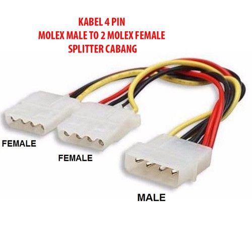 Jual Kabel Power Molex 4Pin Male to 2x Power Molex Female Splitter ...