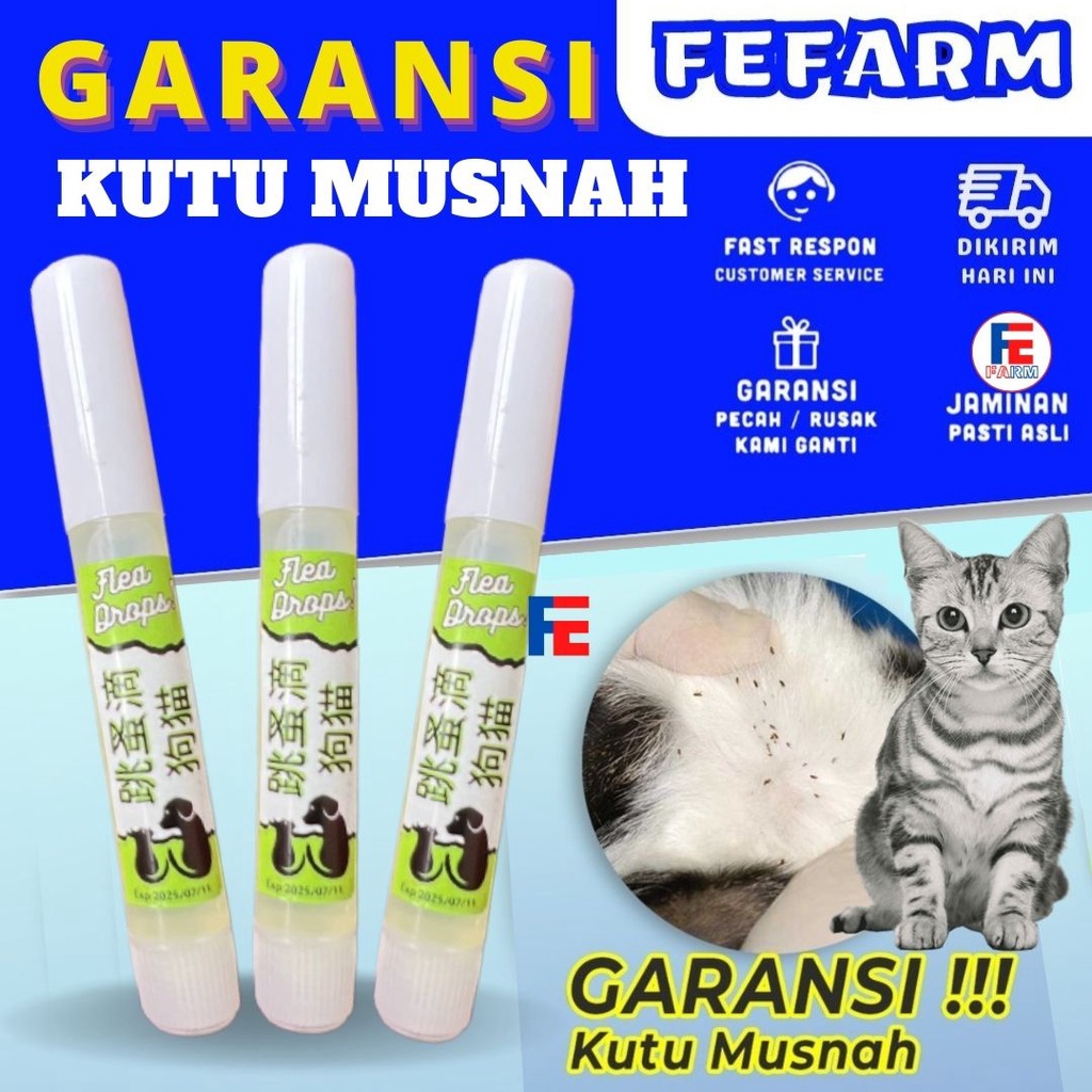 Jual Tetes Kutu Kucing Pembasmi Penghilang Kutu Anti Parasit FLEA DROPS ...